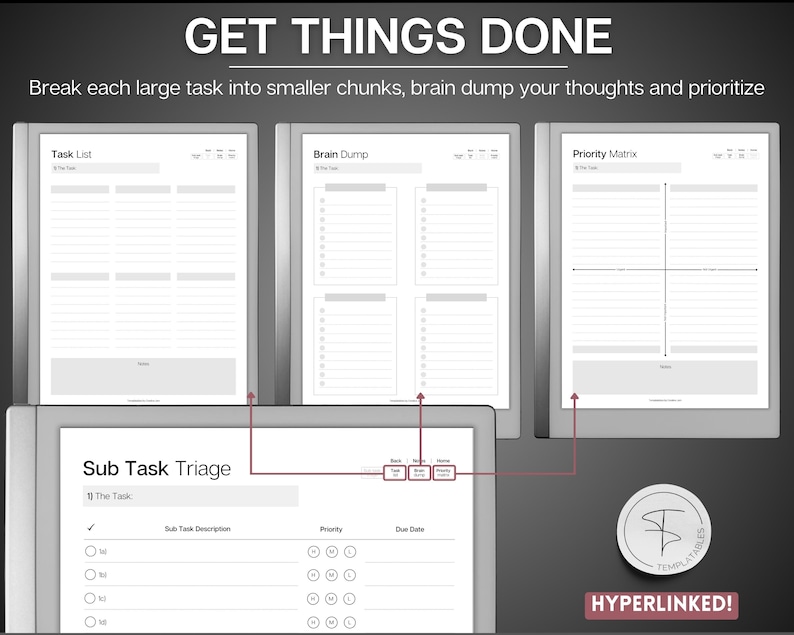 Digital TO DO LISTS for the Remarkable, 9 Hyperlinked Templates for ...