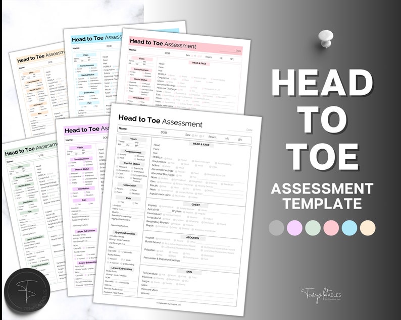 Head to Toe Assessment Sheet, Head-to-toe Assessment Guide, Nursing ...