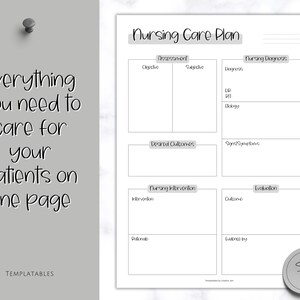 Nursing Care Plan Template, Printable Nursing Notes Assessment, Nursing ...