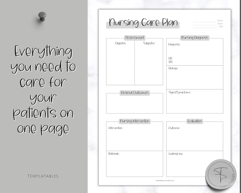 Printable Nursing Care Plan Template Nursing Notes - Etsy UK