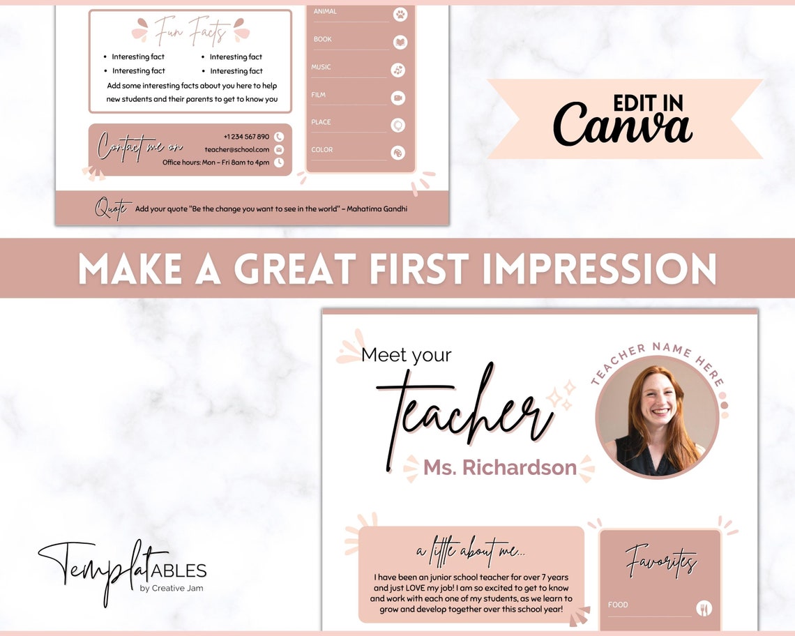 EDITABLE Meet the Teacher Template, Meet Your Teacher Introduction ...