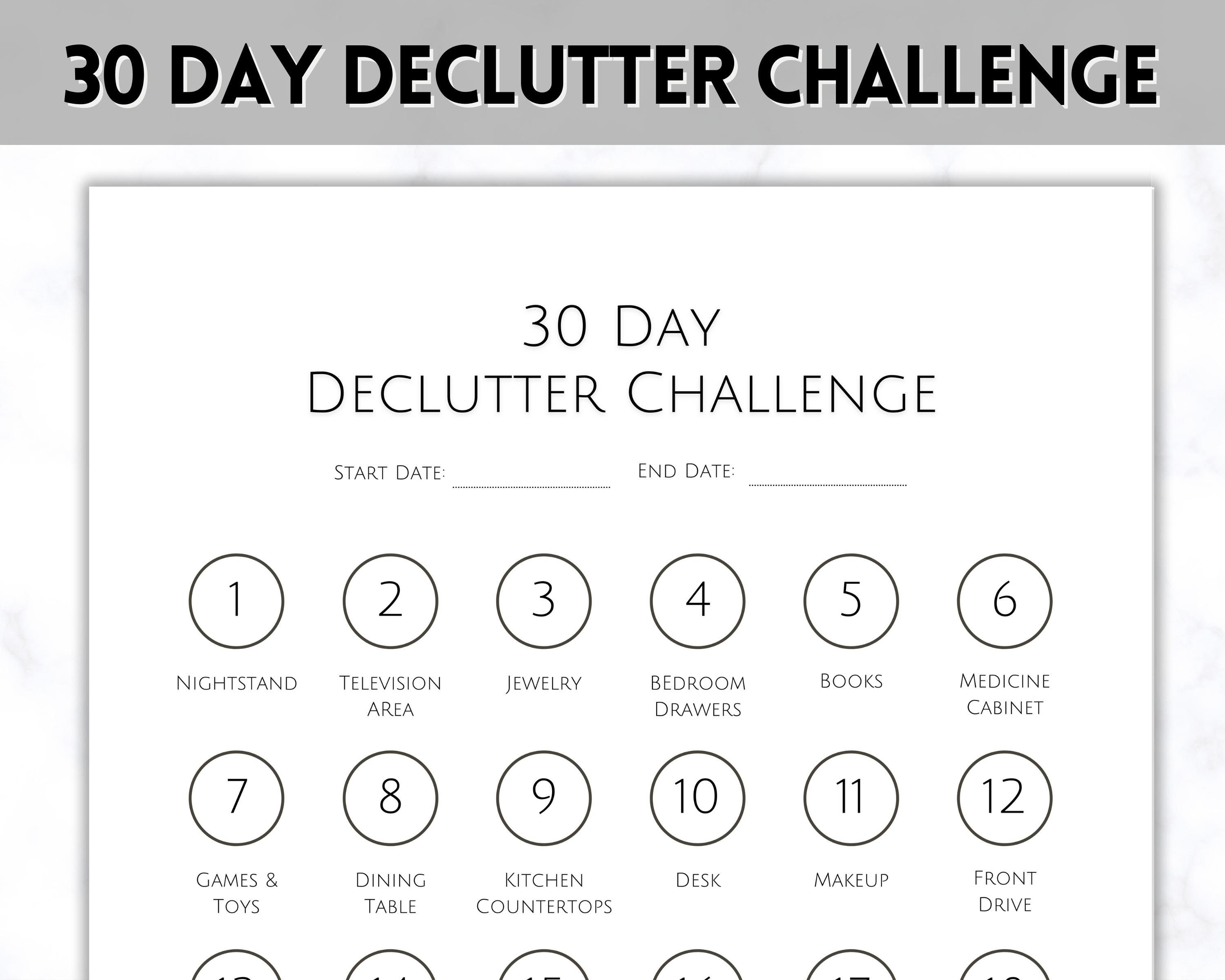 Declutter Checklist 30 Day Challenge Printable Cleaning | Etsy