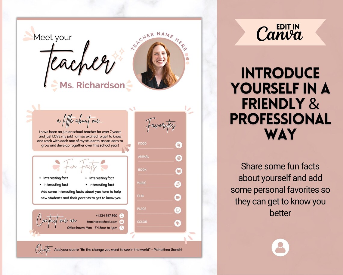 Meet the Teacher Template, Editable Meet Your Teacher Introduction ...