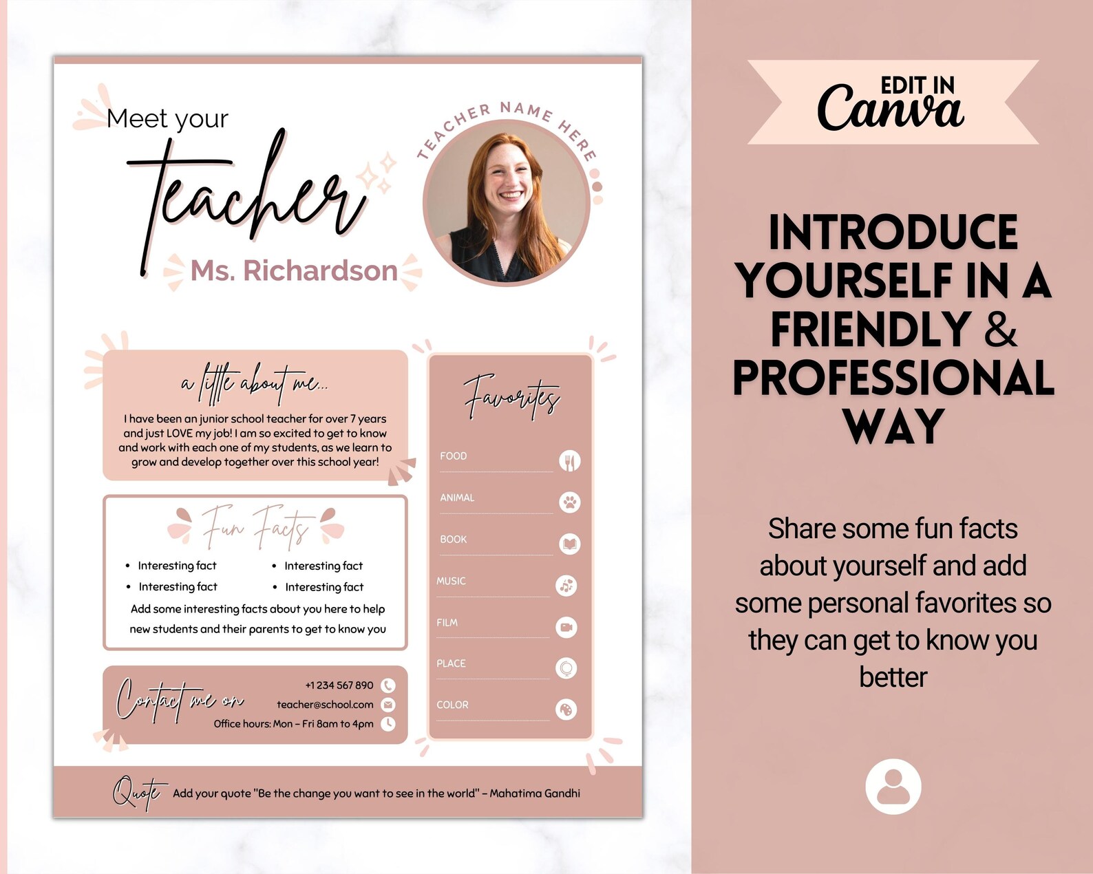 EDITABLE Meet the Teacher Template, Meet Your Teacher Introduction ...