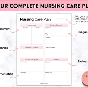 Printable Nursing Care Plan Template, Nursing Notes Assessment, Nursing ...