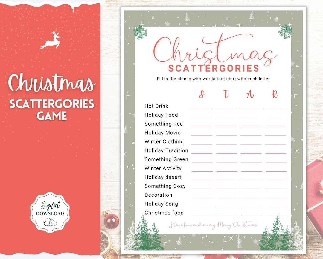 Christmas Scattergories Game! Holiday Game Printables, Xmas Party Game ...
