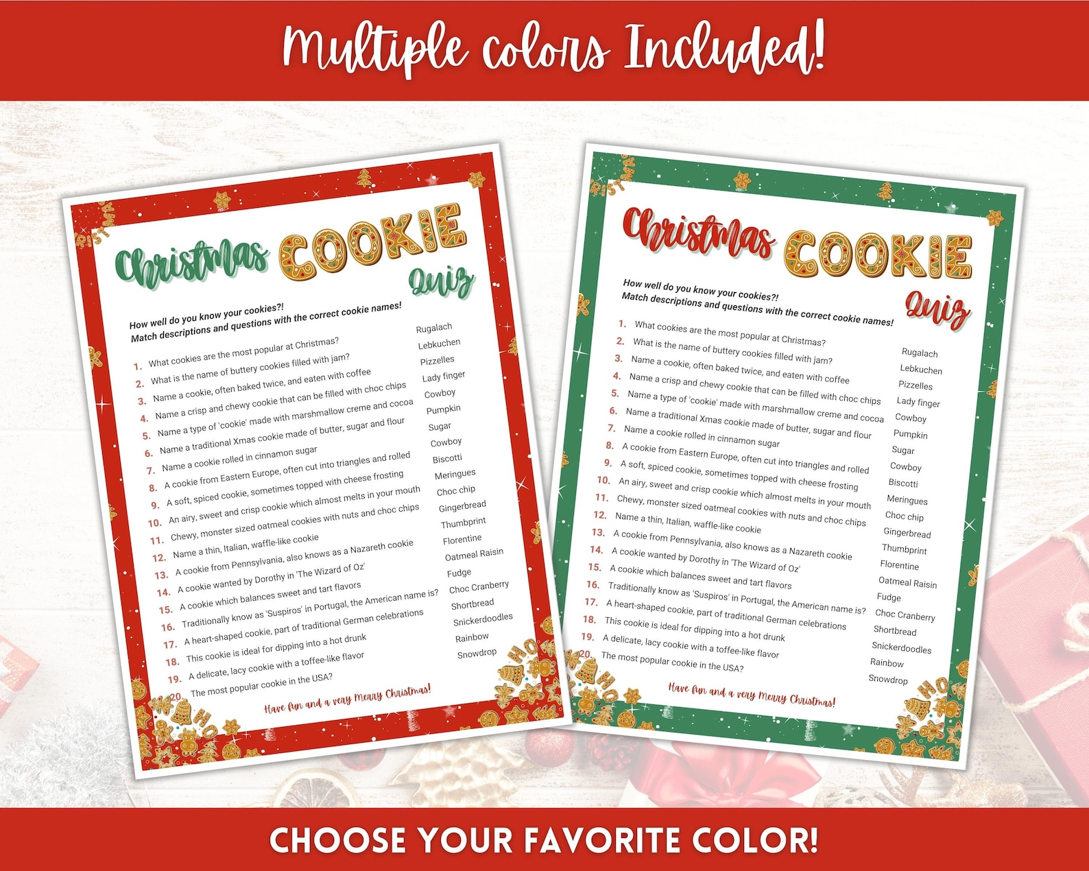 Cookie Game Christmas Printable Guess the Cookie Christmas | Etsy