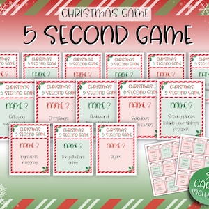 Christmas 5 Second Game, 99 Cards Included, Printable Christmas Party ...