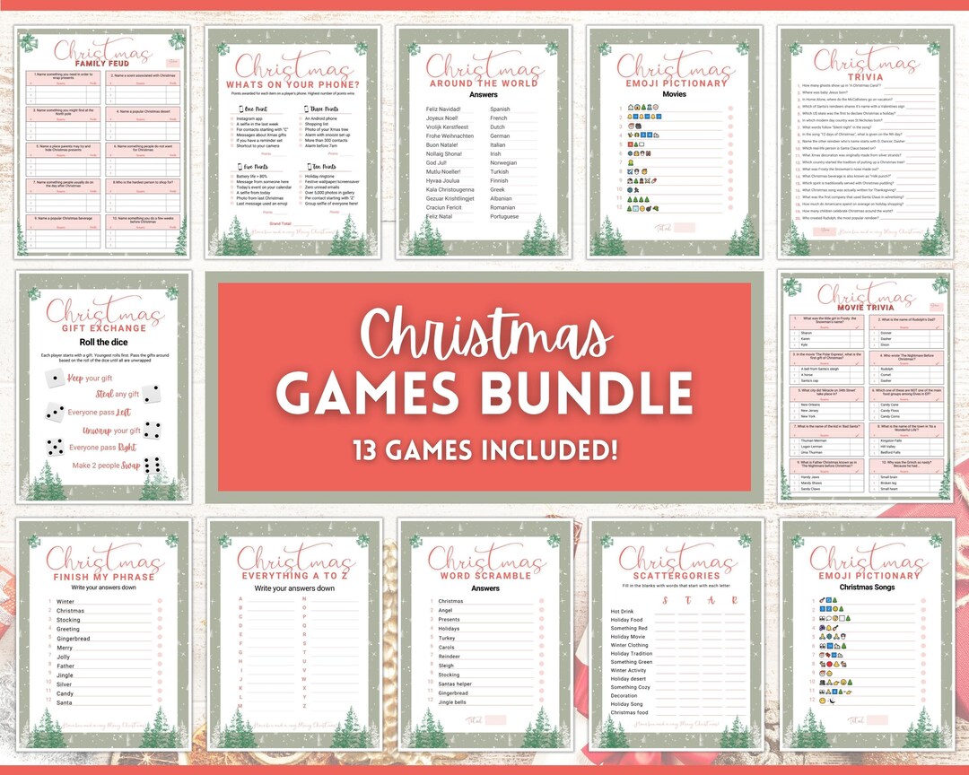 Christmas Party Games BUNDLE! 13 Holiday Game Printables! Fun Family ...