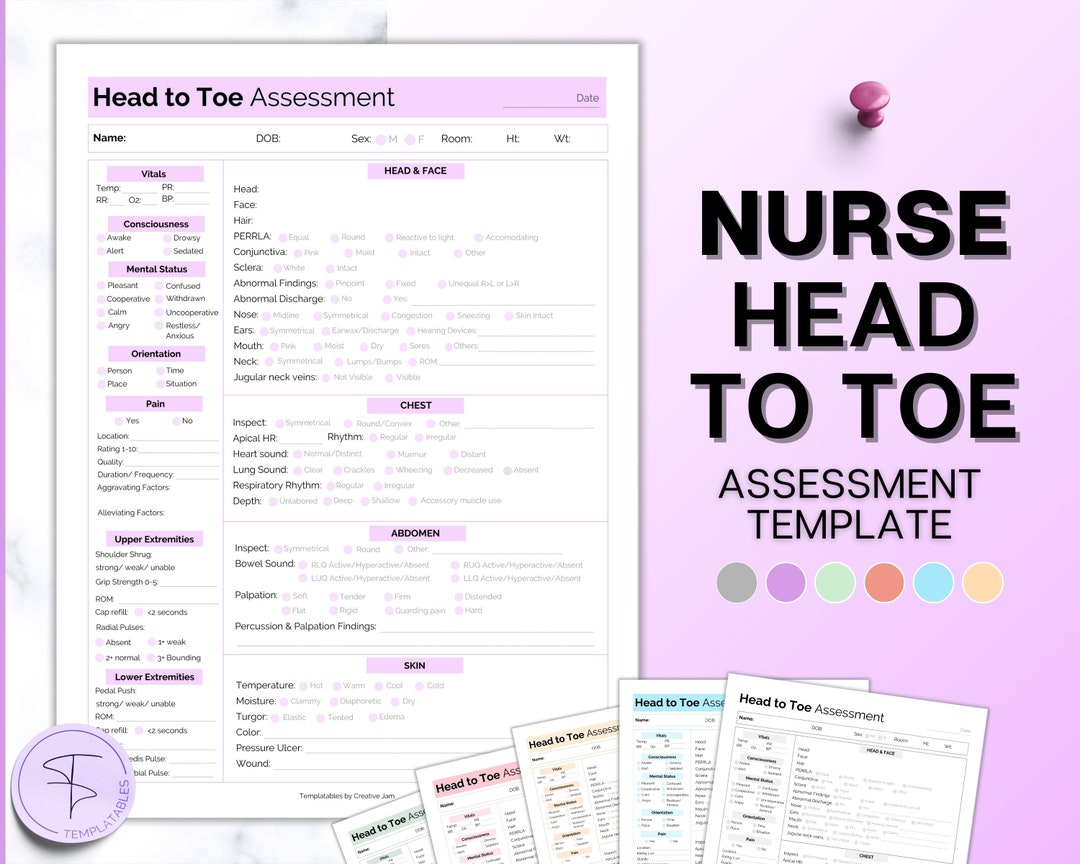 Nurse Head to Toe Assessment Sheet, Head-to-toe Assessment Guide ...