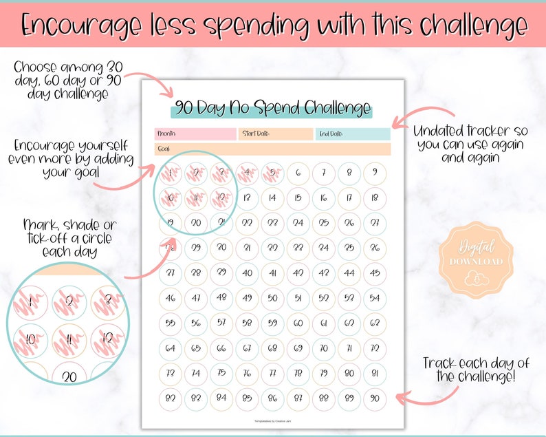 Printable No Spend Challenge BUNDLE Savings Challenge 30 Day - Etsy