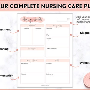 Nursing Care Plan Template, Printable Nursing Notes Assessment, Nursing ...