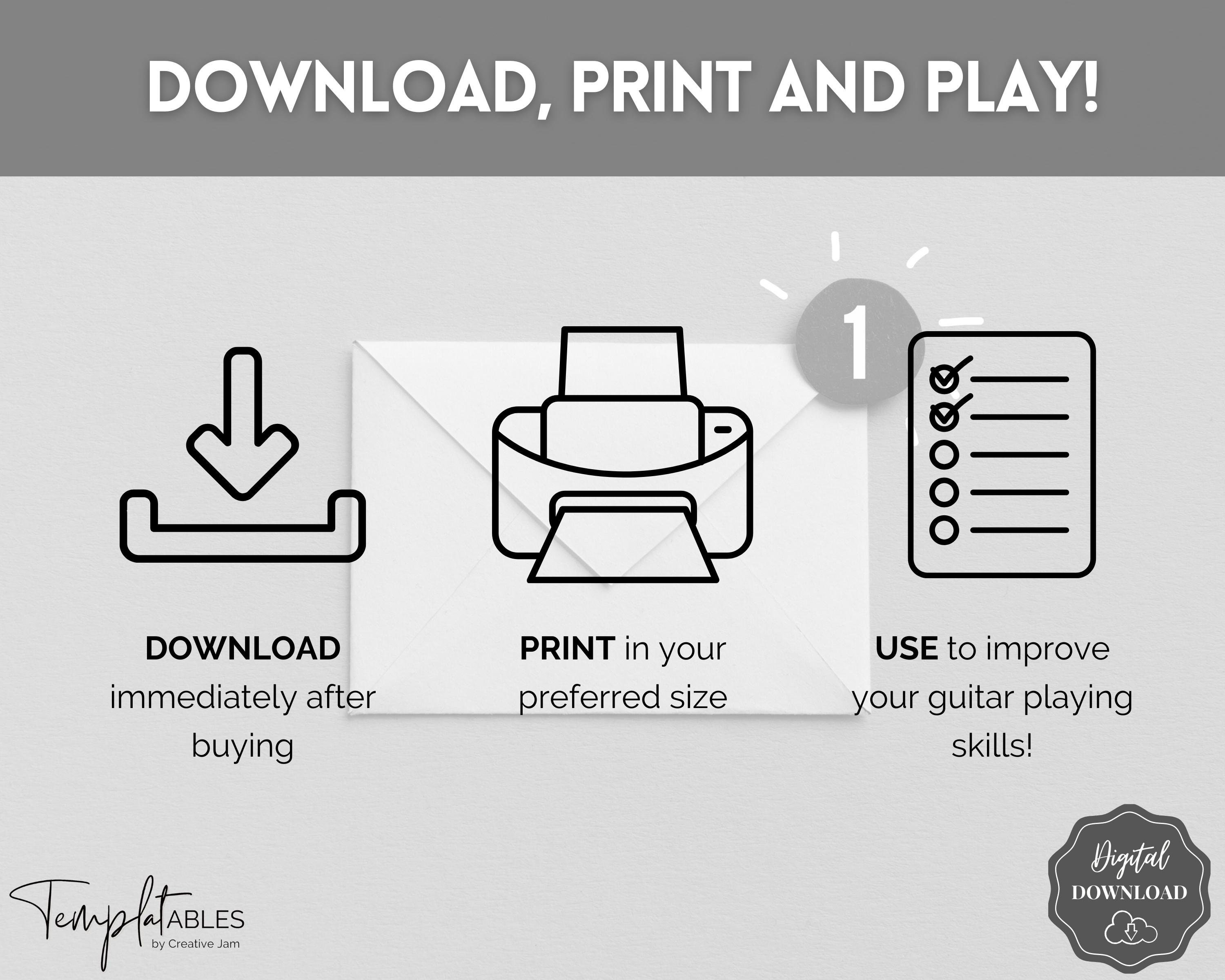 Guitar Practice Sheet BUNDLE, Printable Guitar Chord Sheets, Blank ...