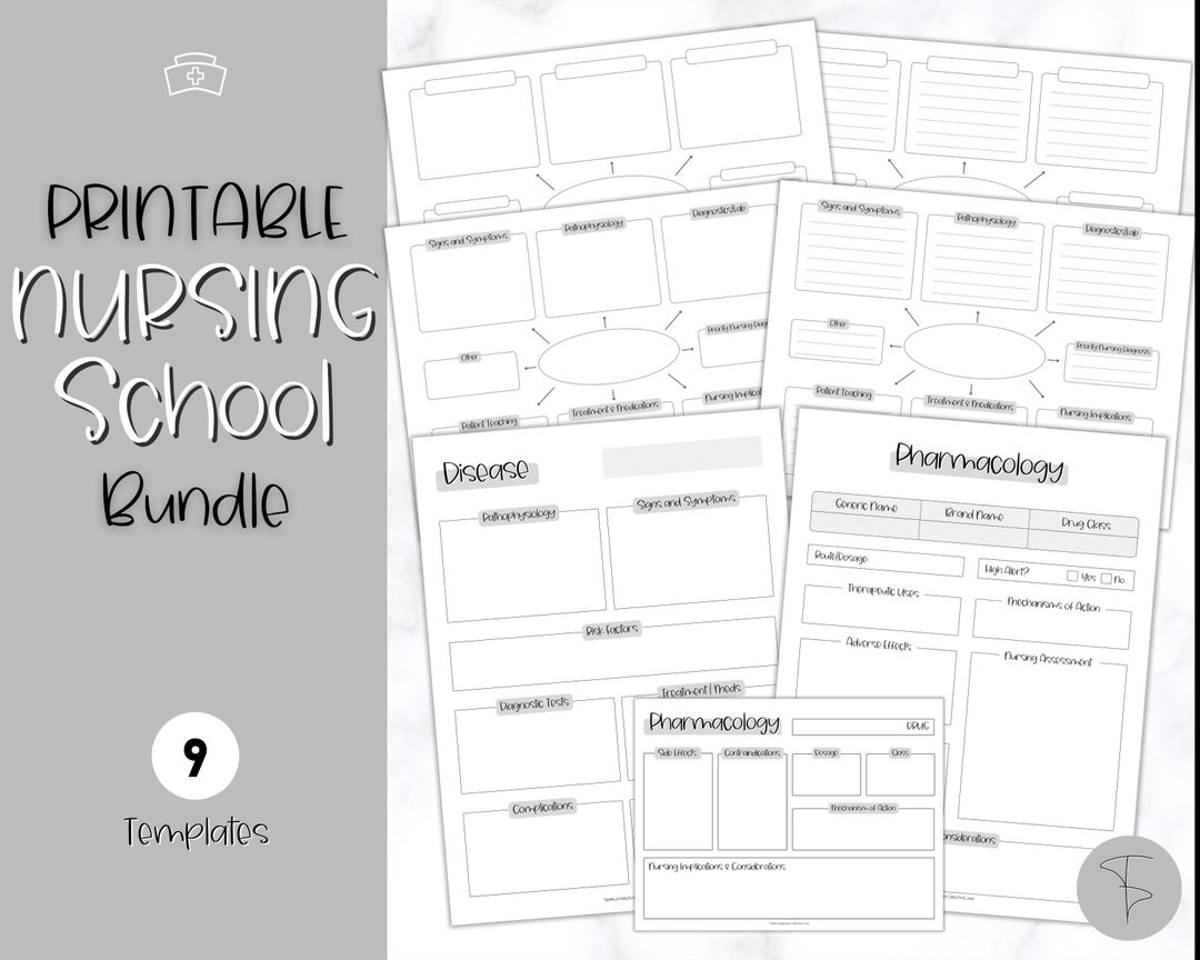Nursing Notes BUNDLE, Printable Nurse Student Study Guide, Concept Map ...