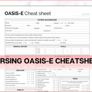 OASIS-E Cheatsheet, Oasis Home Health Nurse Template, Nurse Report ...
