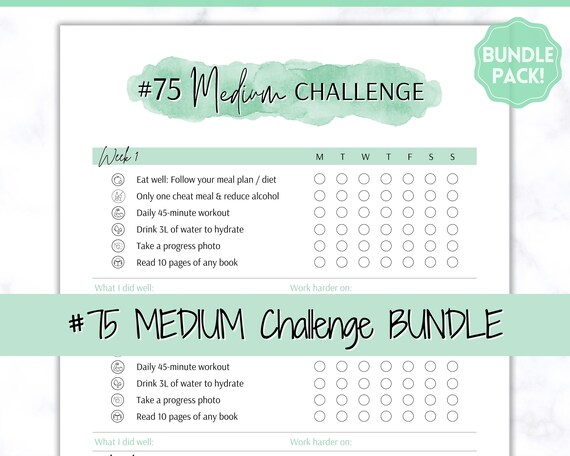 75 MEDIUM Challenge Tracker 75medium Printable 75medium | Etsy