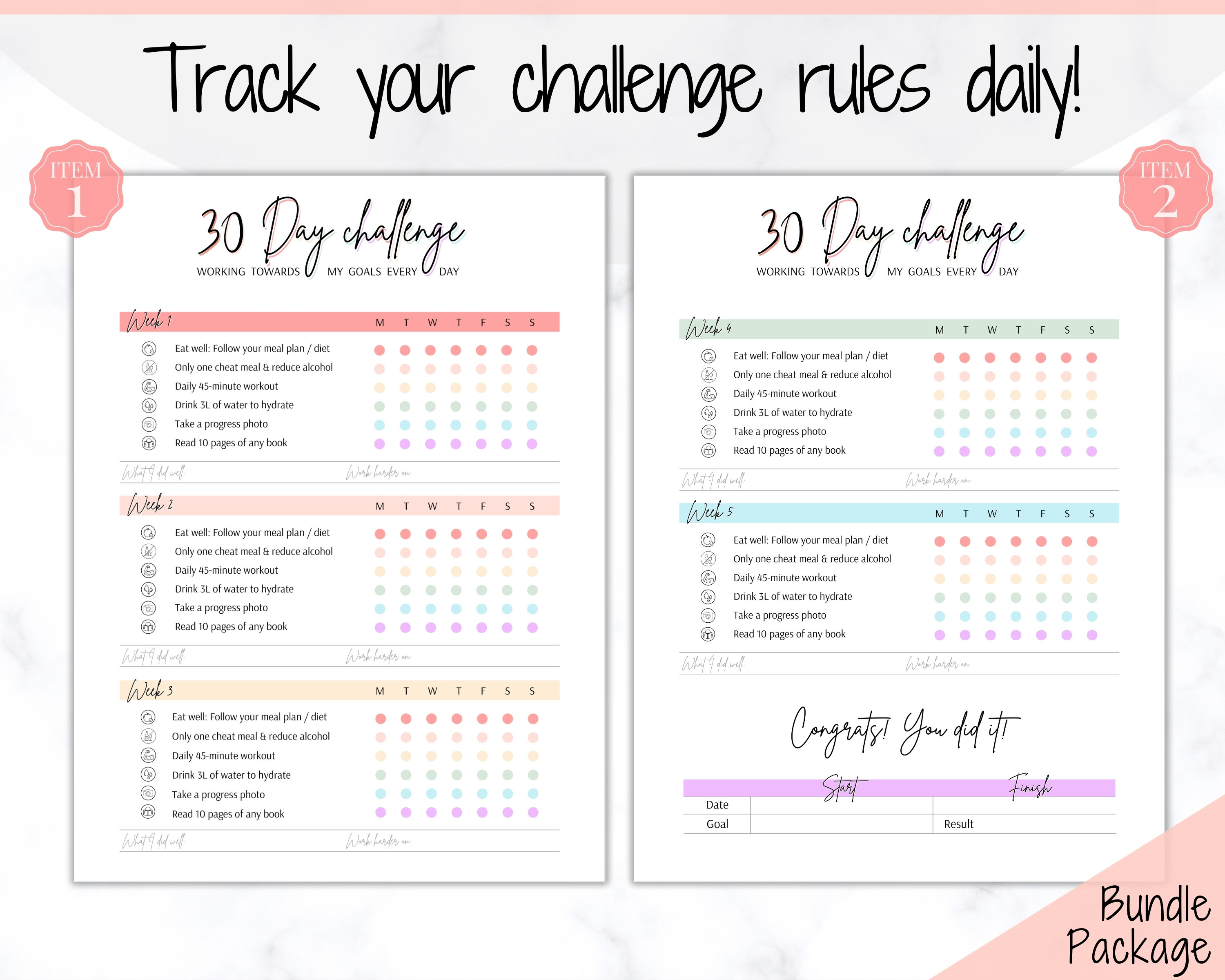 30 Day Habit Tracker Printable EDITABLE 30 Day Challenge | Etsy