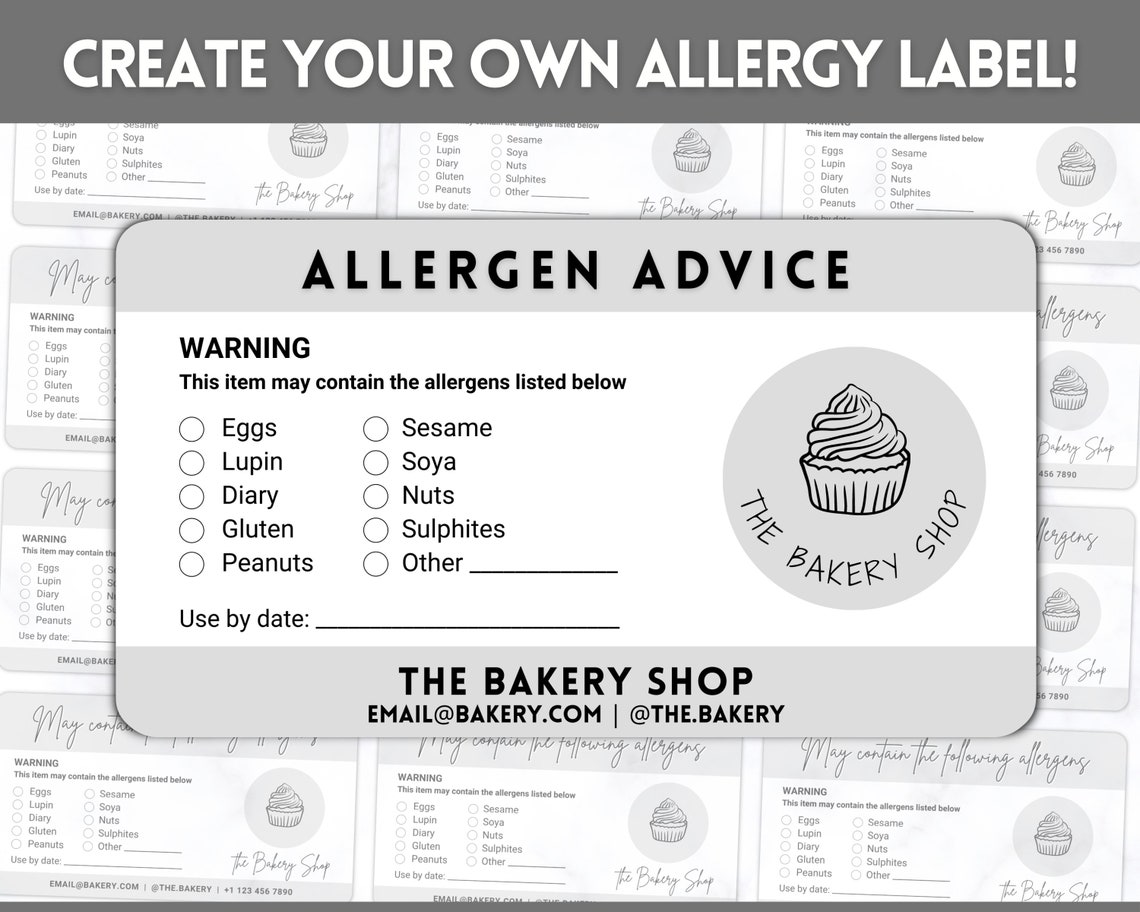 Allergen Label Template Editable Allergy Label Allergy | Etsy New Zealand