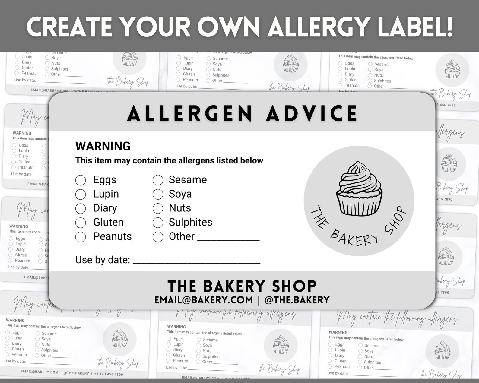 Allergen Label Template, Editable Allergy Label, Allergy Information ...