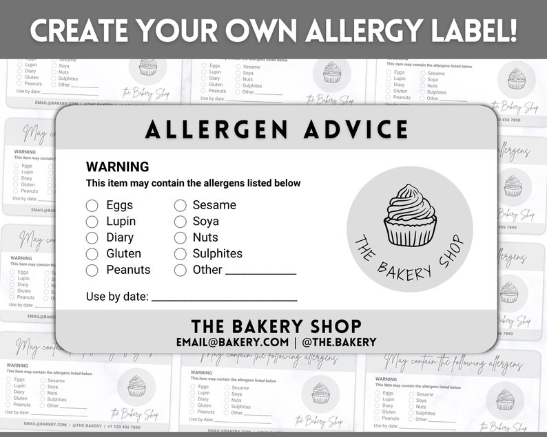 Allergen Label Template Editable Allergy Label Allergy - Etsy UK