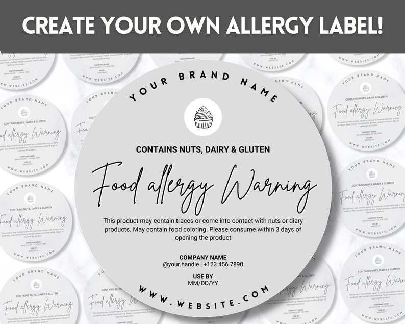 EDITABLE Allergy Label Template Allergen Label Allergy | Etsy