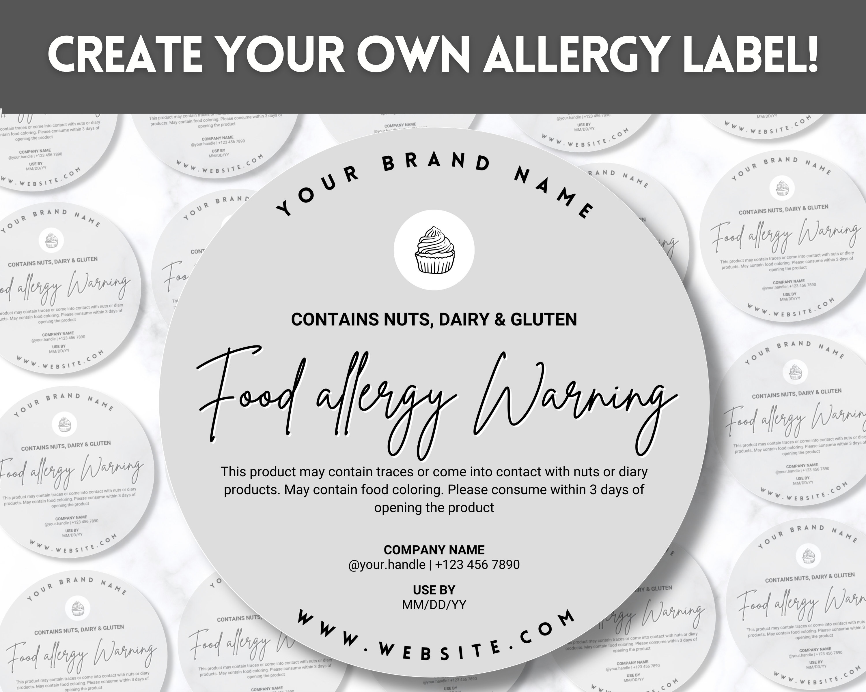 EDITABLE Allergy Label Template Allergen Label Allergy | Etsy
