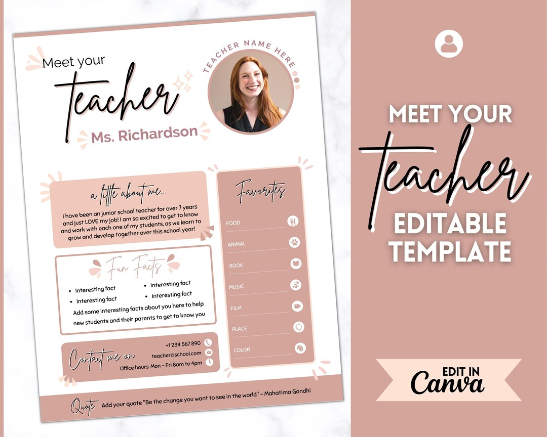EDITABLE Meet the Teacher Template, Meet Your Teacher Introduction ...