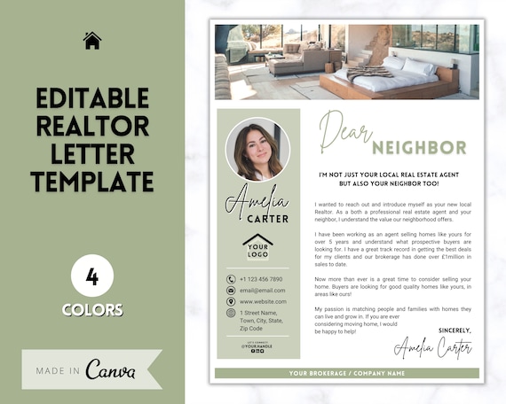 Real Estate Agent Letter Realtor Introduction Template New | Etsy