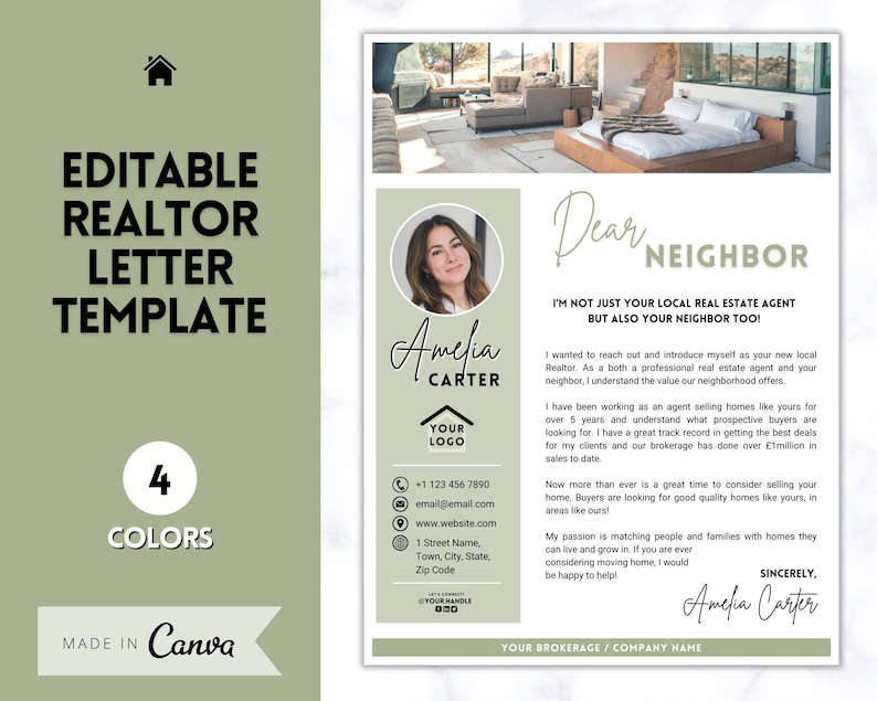 Real Estate Agent Letter Realtor Introduction Template New - Etsy
