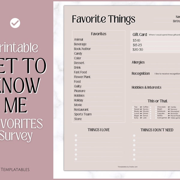 Team Building Get to Know Me Questionnaire Printable - Shop Online - Etsy
