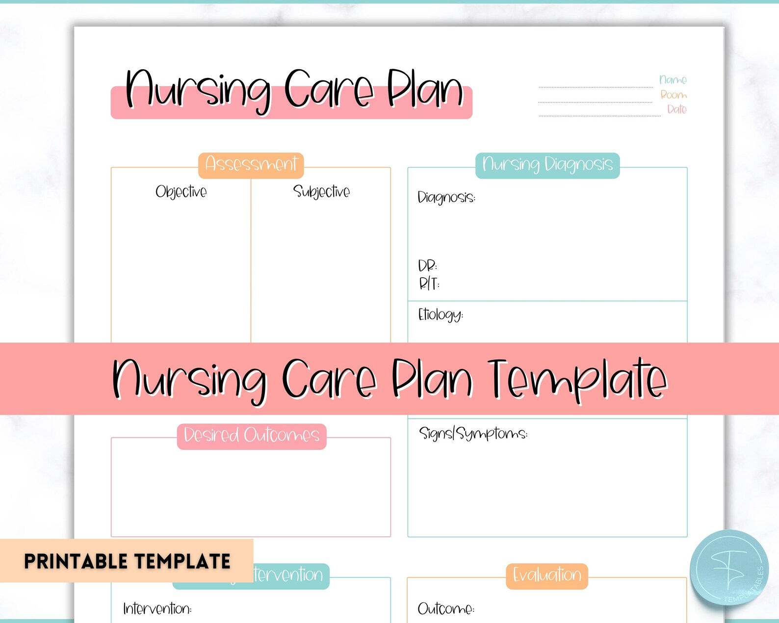 Nursing Care Plan Template Printable Nursing Notes - Etsy UK