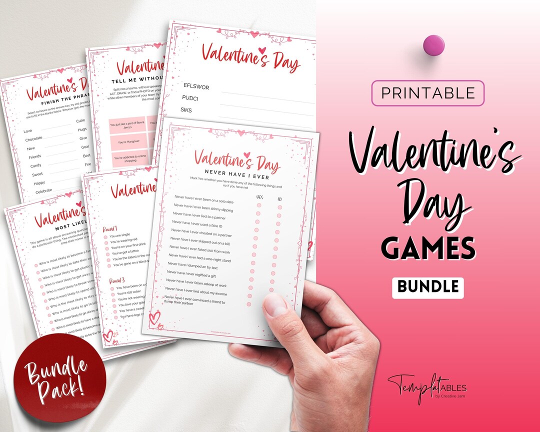 VALENTINES Games Bundle, 15 Printable Games for Valentines Day ...