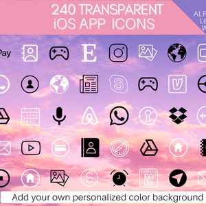 Black & White Ios 14 App Icons, 240 Transparent Clear Background iPhone ...