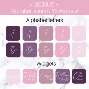 PURPLE Theme Ios 14 App Icons, 600 Violet Lavender Lilac Pink iPhone ...