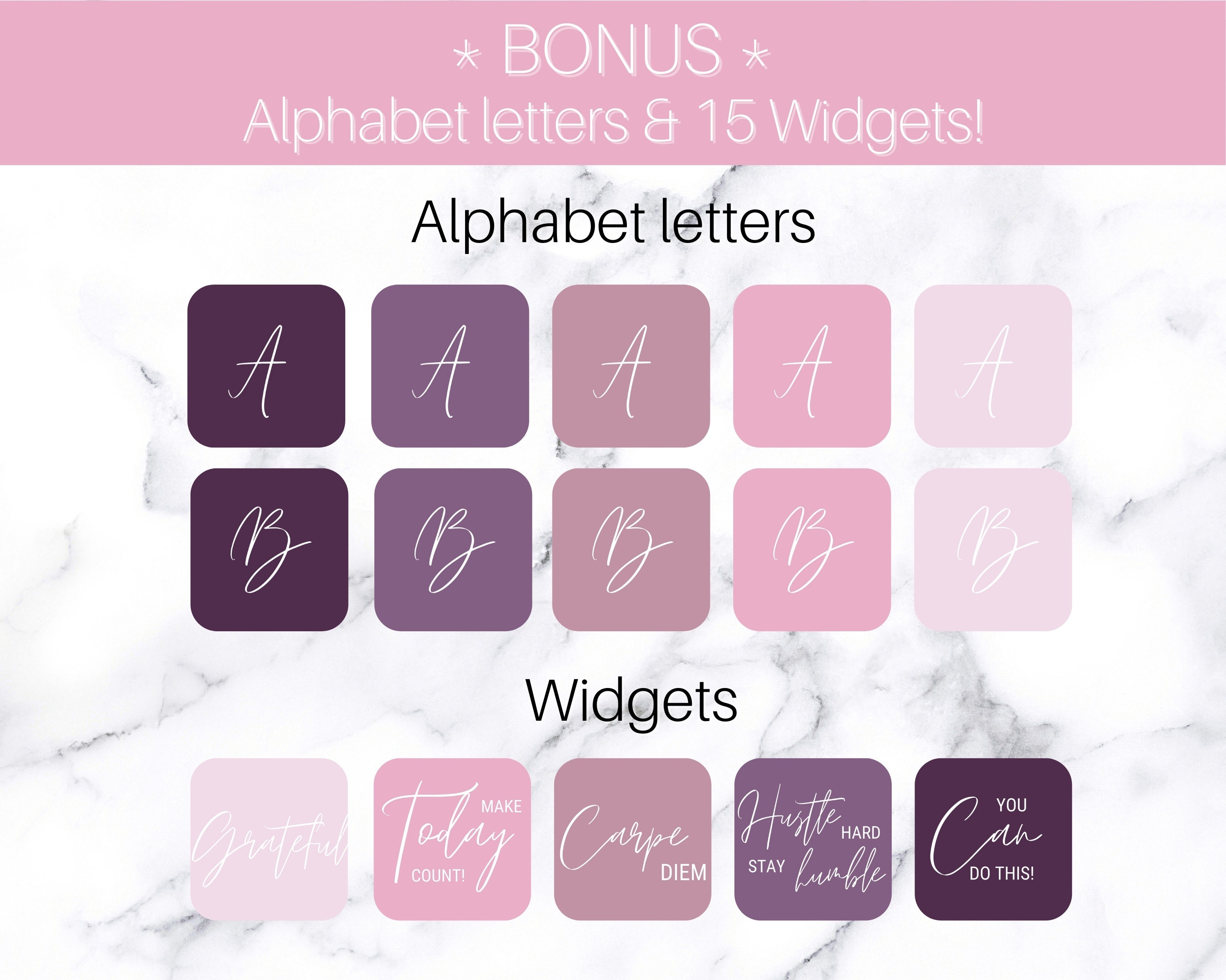 PURPLE Theme iOS 14 App Icons 600 Violet Lavender Lilac Pink | Etsy