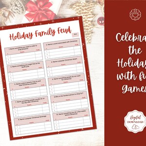 Family Feud Game! Christmas Edition! Holiday Family Quiz, Printable ...