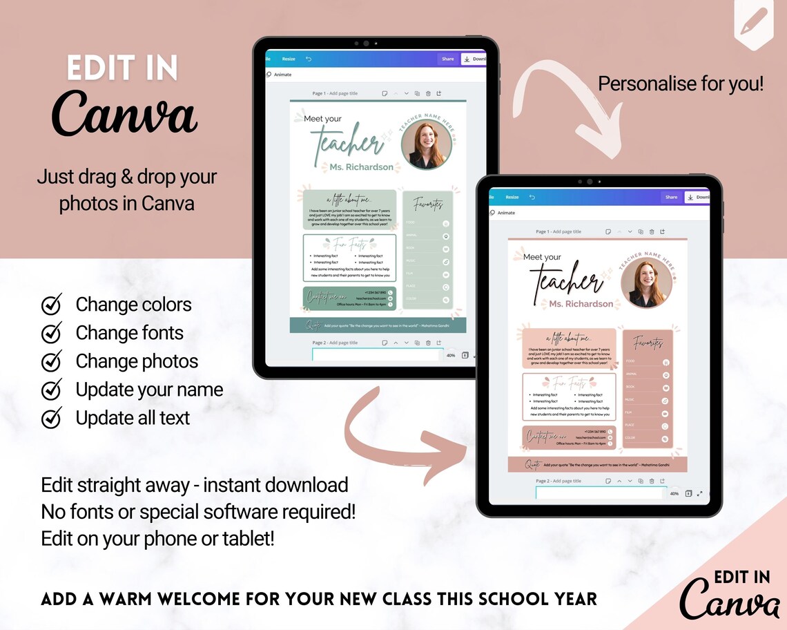 Meet the Teacher Template, Editable Meet Your Teacher Introduction ...