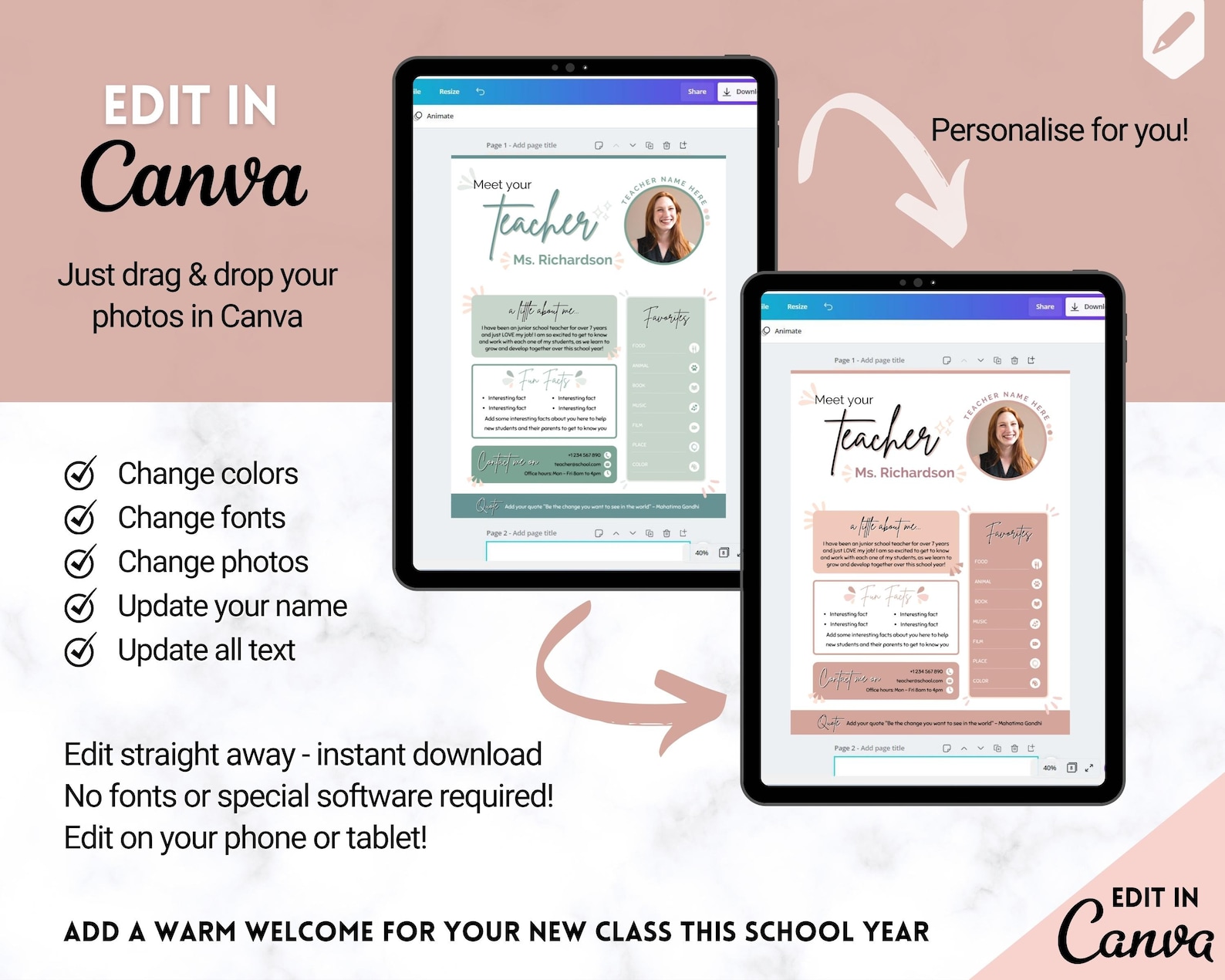 Meet the Teacher Template, Editable Meet Your Teacher Introduction ...