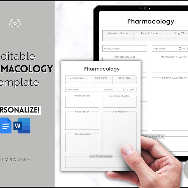 Pharmacology Template - Etsy
