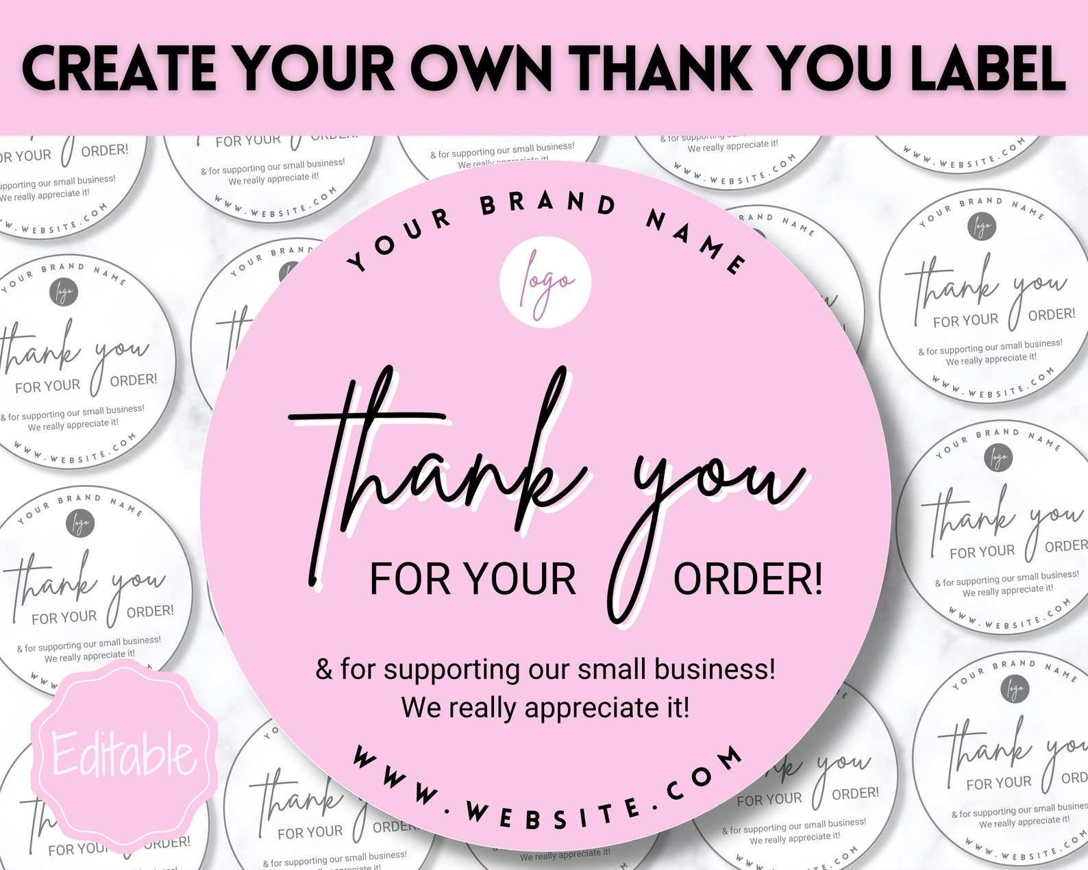 EDITABLE Thank You Sticker, Digital Thank You Label Template, Thank You ...