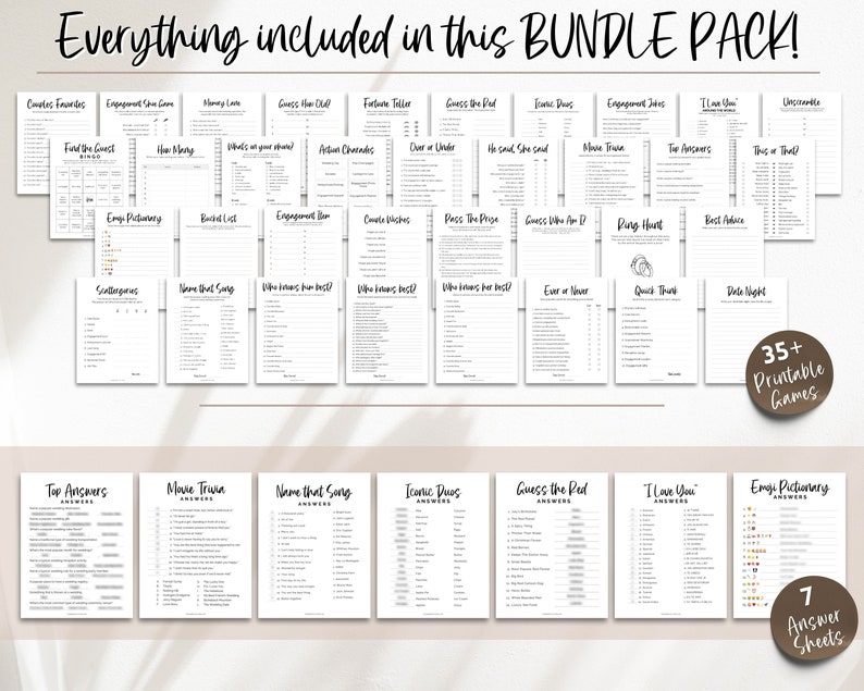 Engagement Party Games Bundle! 40 Printable Engagement Games, Fun ...
