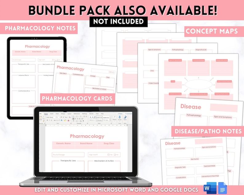EDITABLE Pharmacology Drug Card Template, Nursing Printable, Nursing ...