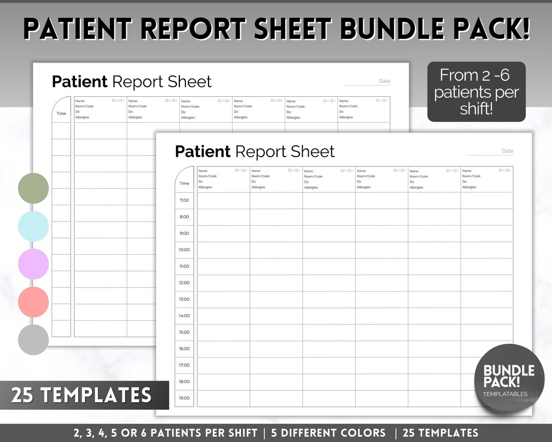 Nurse SHIFT Report Sheet Bundle, 5 Colors, Nurse Brain, ICU Nurse ...