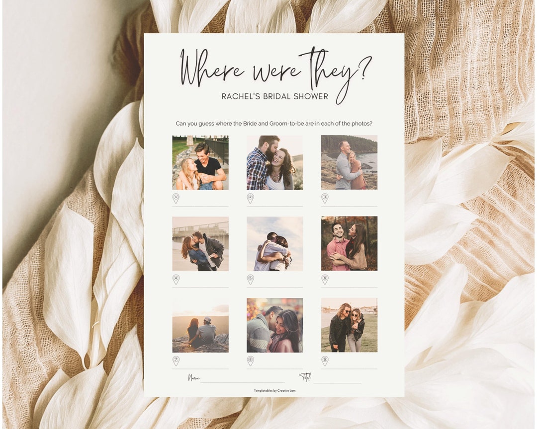 Where Were They Game, Editable Bridal Shower Games, Photo Guessing ...