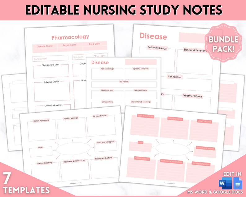 EDITABLE Nurse Student Study Guide Nursing Notes BUNDLE - Etsy