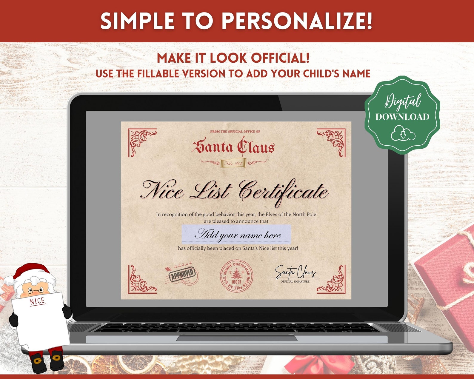 Santa Letter BUNDLE Letter From Santa Nice List Certificate - Etsy