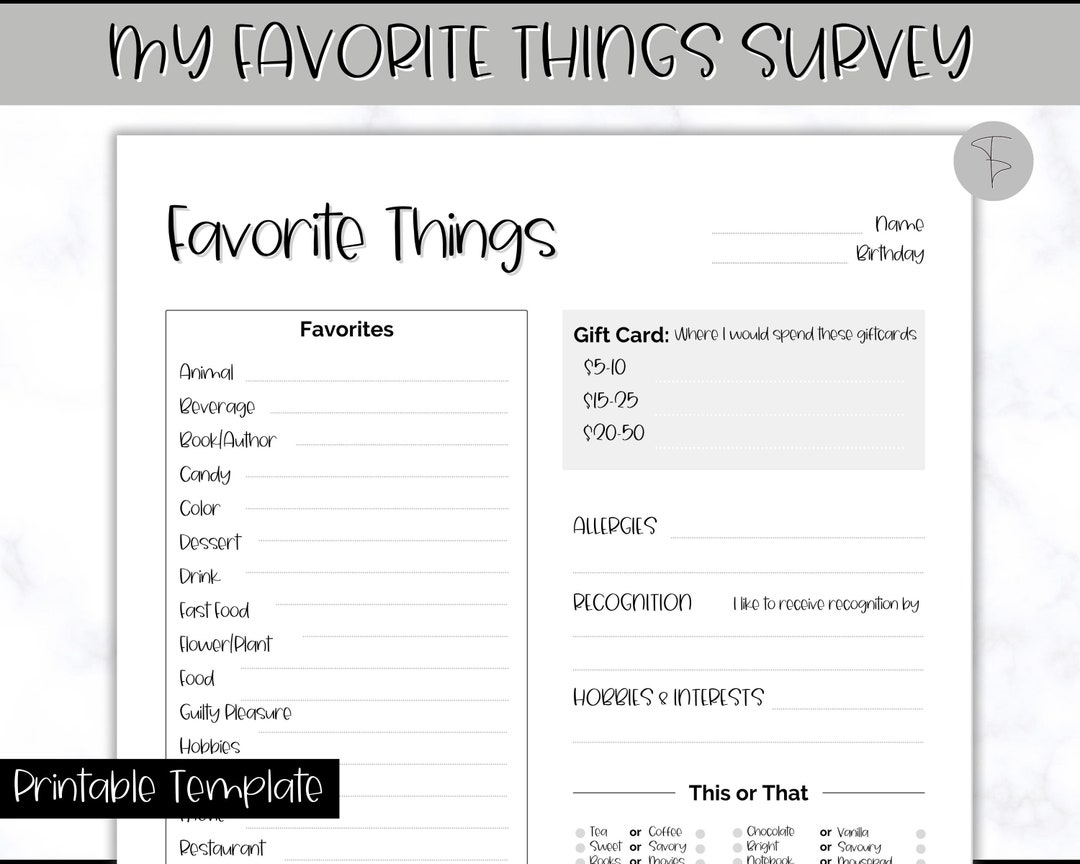 Employee Favorite Things, Get to Know You Game, Favorites List, Get to ...