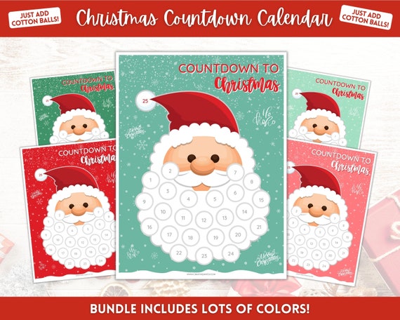 Santa Christmas Countdown Countdown to Christmas Printable | Etsy