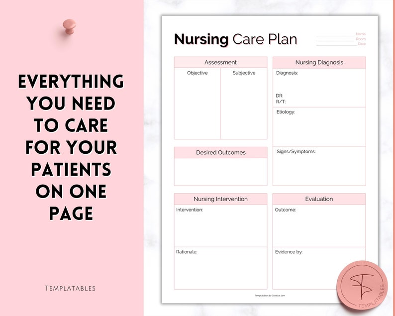 Nursing Care Plan Template Printable Nursing Notes - Etsy