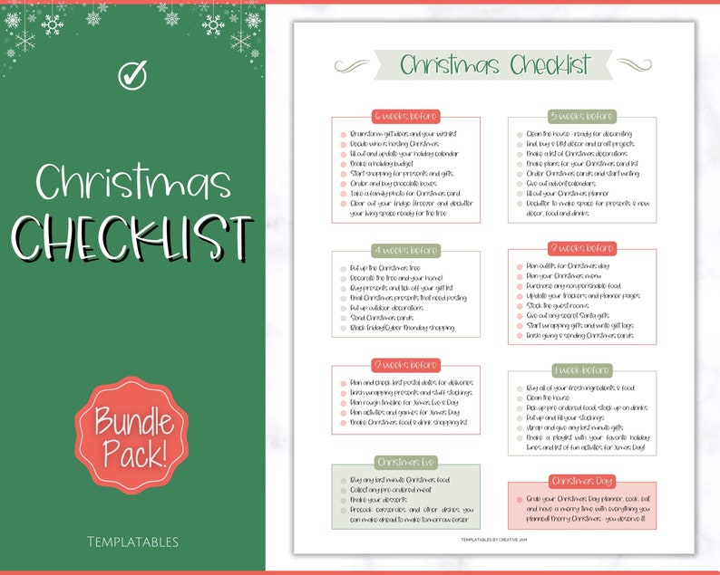 Christmas Countdown Checklist, Christmas Planner Printable, Holiday ...